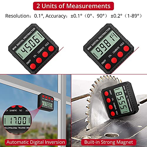 2-in-1 Angle Finder Protractor with Miter Calculator, XUNTOP 0~230° 400mm Digital Torpedo Level Angle Finder Gauge Meter IP54 Protected Electronic Bubble Inclinometer