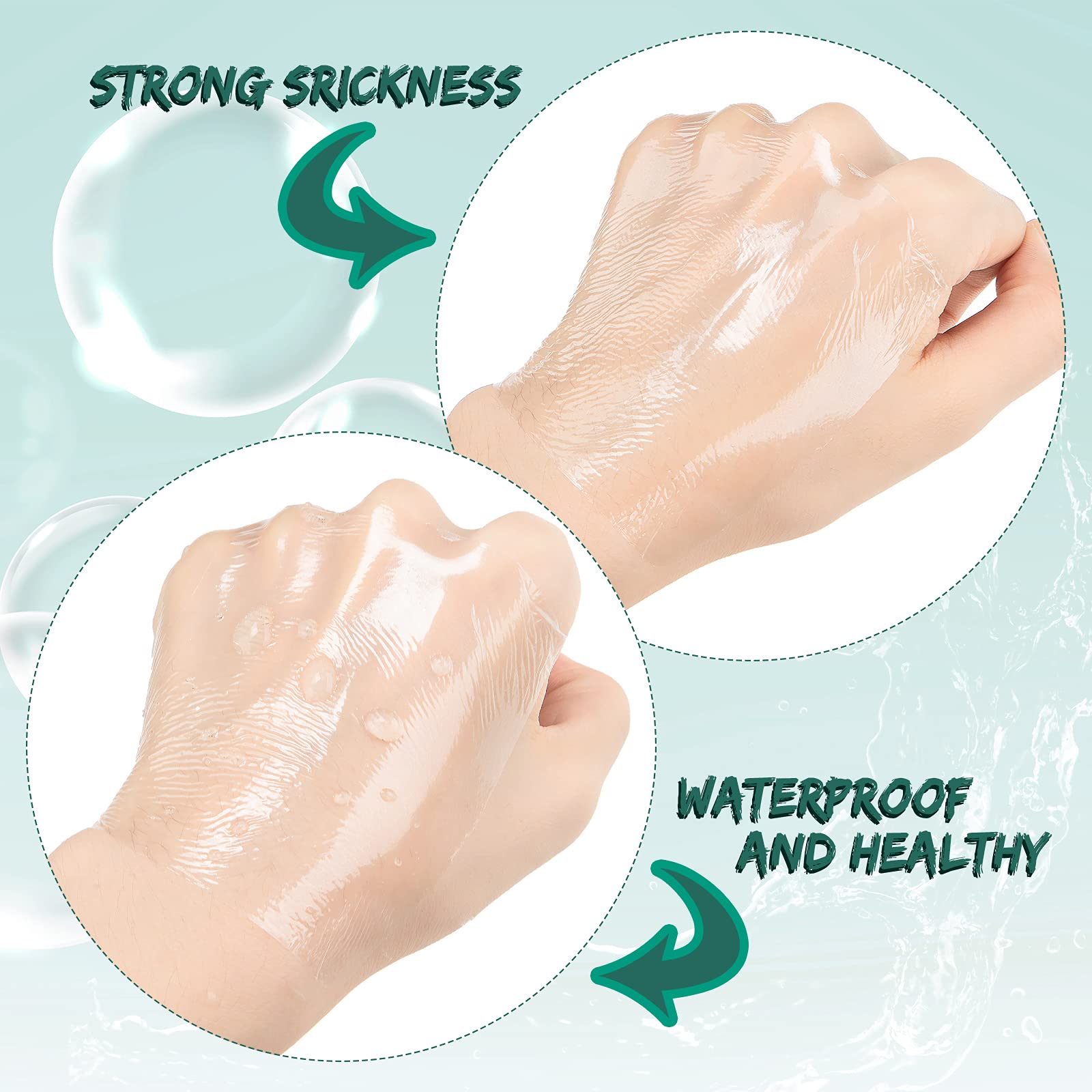 BBTO 100 Pieces Transparent Stretch Adhesive Bandage Waterproof Clear Protective Shower Patch Film Cover Bandages Tattoo Cover up Adhesive Wrap, 4 Sizes(3, 4, 6, 8 Inch)