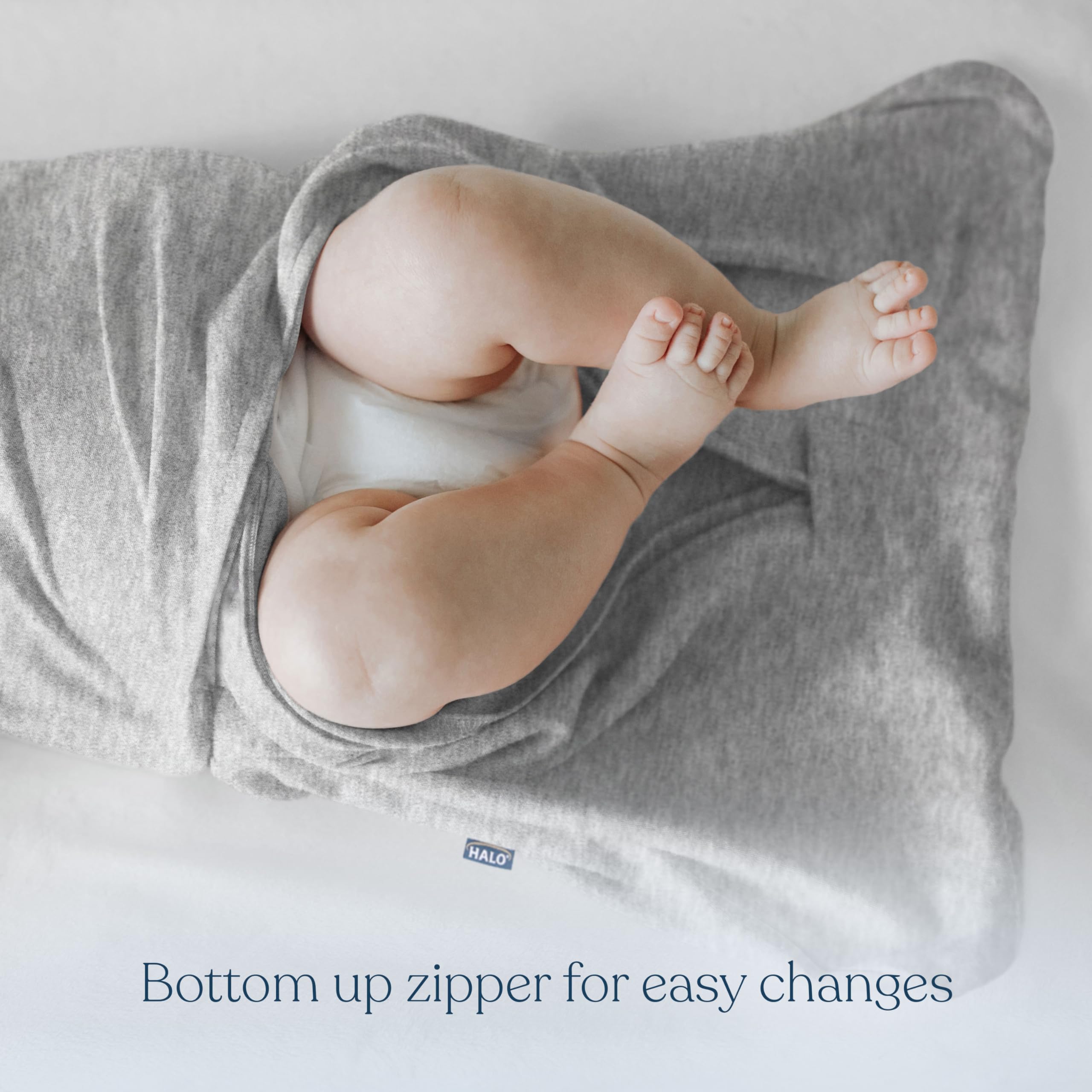 HALO Baby Sleepsack Swaddle Wearable Blanket, 3-Way Adjustable Infant Sleepsack, TOG 1.5, Ideal Temp, Heather Grey/Aqua, Newborn, 0-3 Months, 6-12 Pounds