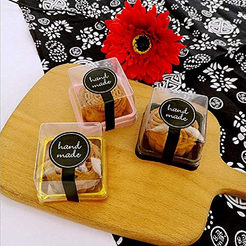 50 Pack Gold bottom Clear cover plastic mini cake box - muffin box - moon cake box - mung bean cake snow Mei Niang box(bottom 2 1/4 Inch X high 1-1/2 Inch)