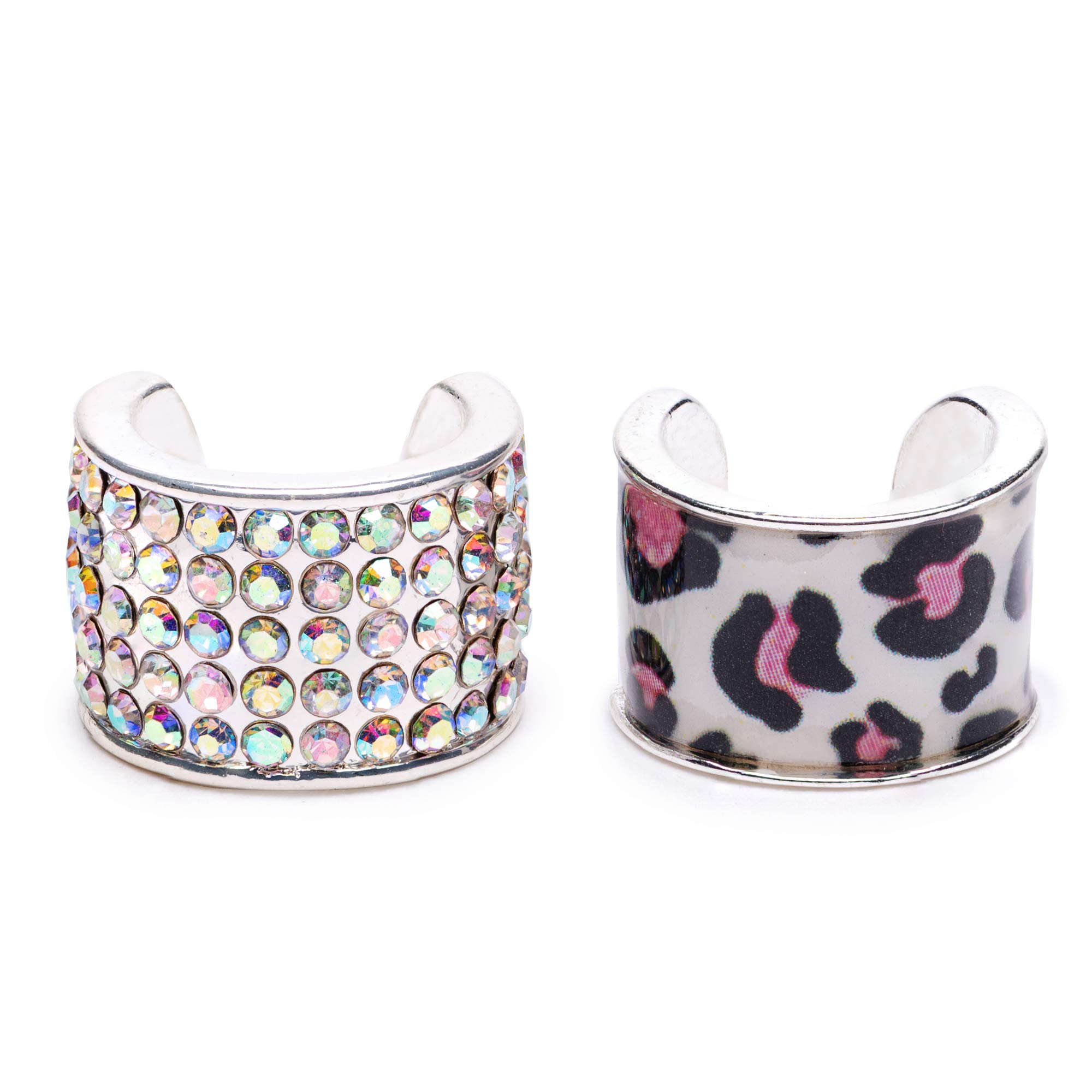 charMED Custom Stethoscope Charms - Set of 2 Charms (Cheetah and Iridescent Rainbow Gem) - Gifts for Nurses, Doctors, Veterinarians, Technicians, Surgeons & Healthcare Professionals - 0.5" Ring Charm