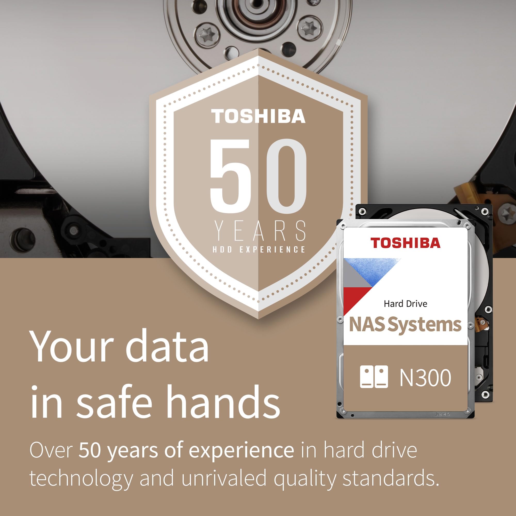 Toshiba 8TB N300 NAS 3.5 Inch SATA Internal Hard Drive. 24/7 Operation, Supports 1-8 Bay Systems, 256 MB Cache, 180TB/Year Workload, 3 Year Warranty (HDWG480UZSVA)