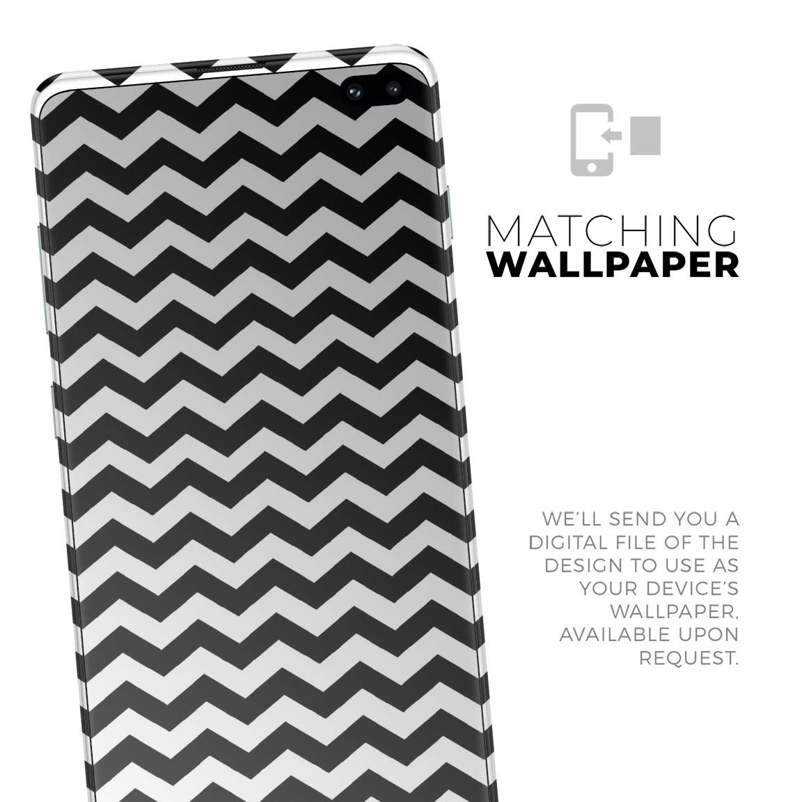 DesignSkinz Black & White Chevron Pattern V2 Protective Vinyl Decal Wrap Skin Cover Compatible with The Samsung Galaxy S20 (Screen Trim & Back Glass Skin)