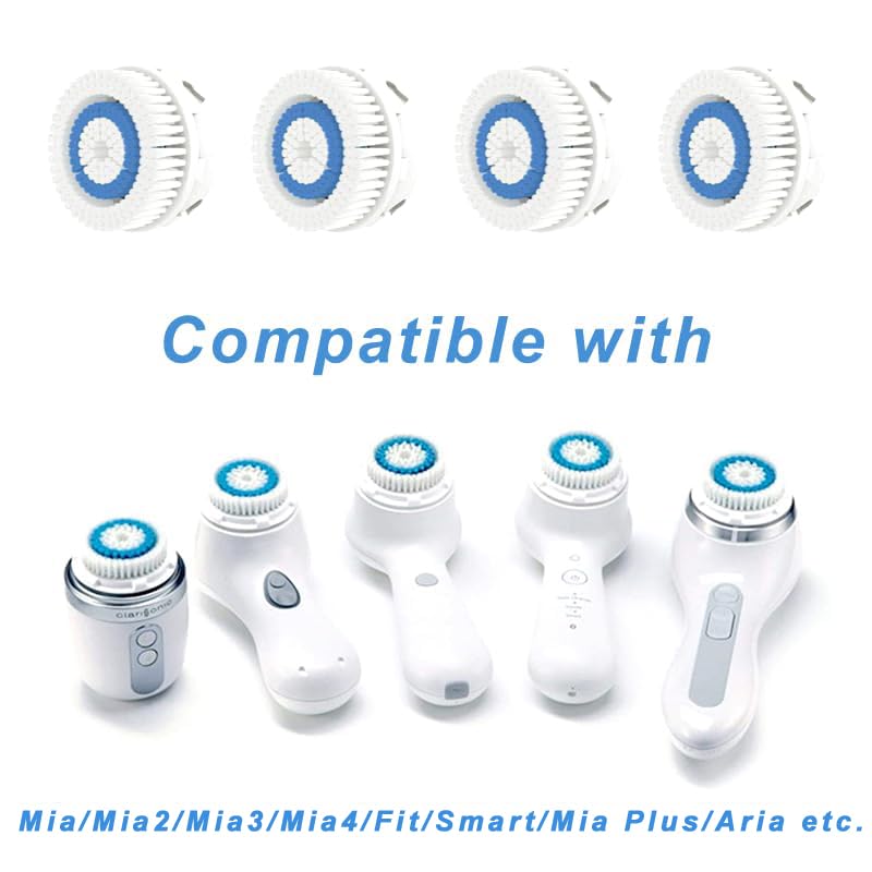 Compatible Replacement Facial Cleansing Brush, Skin Brightening, Deep Pore Face Brush Head Replacement as Facial Cleaning Tool for Clogged and Enlarged Pores(4-Pack)