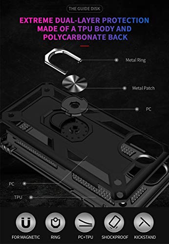 ADDIT Phone Case for iPhone 11 Pro,Military Grade Protective iPhone 11 Pro Cases Cover with Ring Car Mount Kickstand for iPhone 11 Pro - Black