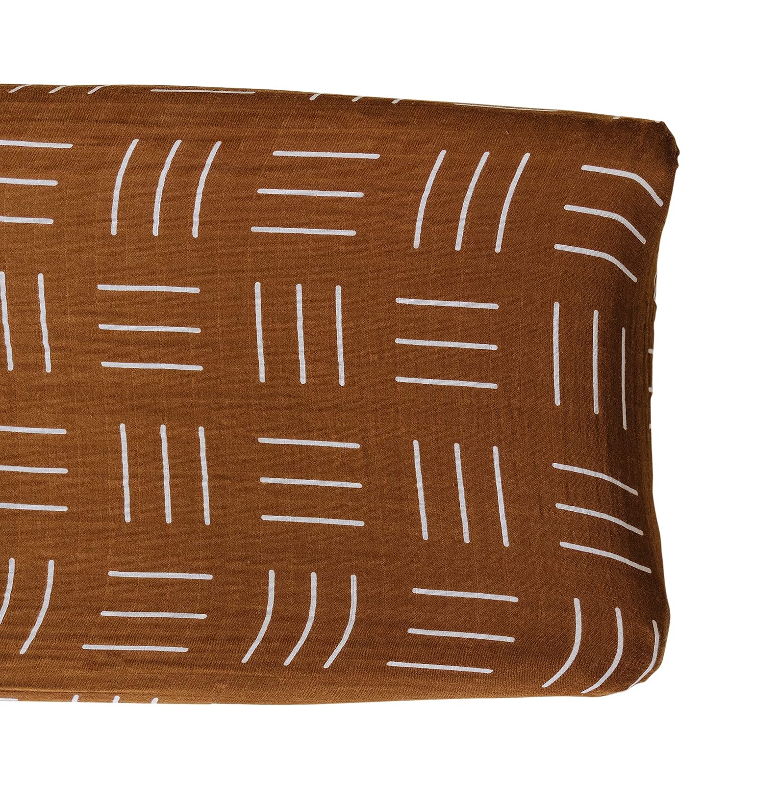 Mebie Baby Changing Pad Cover, Mustard Mudcloth, 100% Muslin Cotton Changing Table Pad Cover for Baby Boy and Girl, Designer Nursery Decor Covers, Diaper Changing Pad Cover for Changing Station
