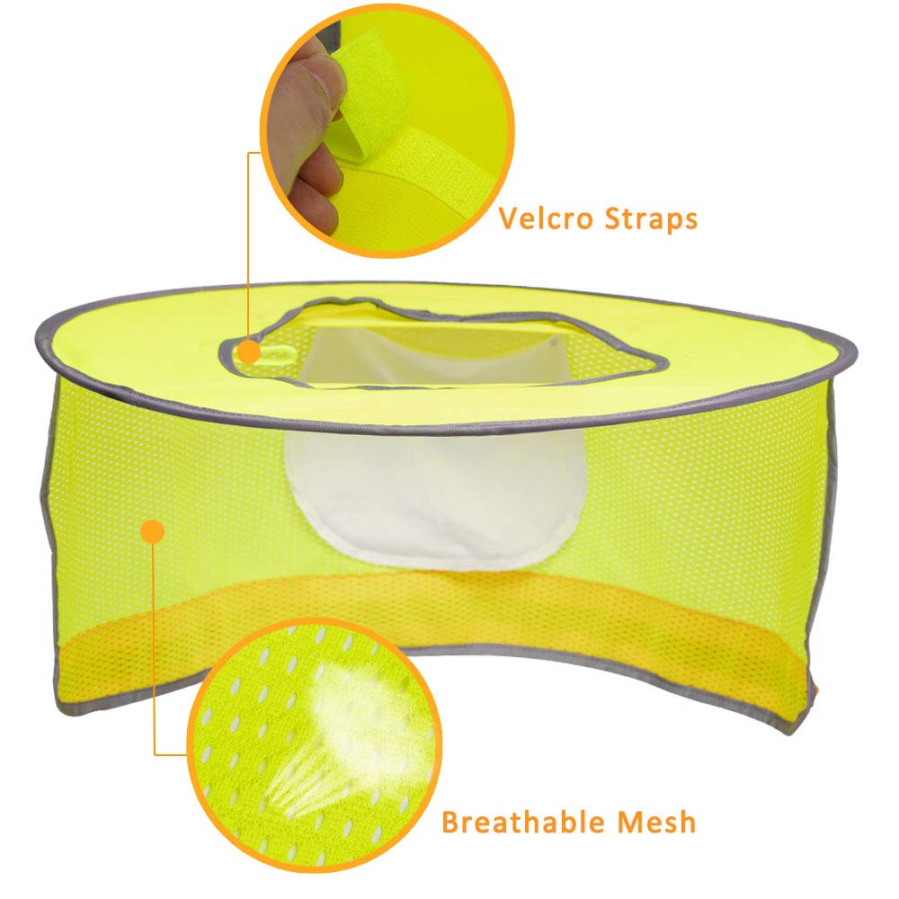 2 Pack Hard Hat Sun Shade, Llamaababie Full Brim Mesh Neck Shield for Construction Helmets, Sun Visor with High Visibility & Reflective Strip (Hard Hat Not Included) (Yellow 2PC)