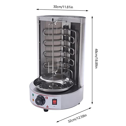 110V Electric Shawarma Grill Machine 3000W Vertical Kebab Grill 50-300℃ Vertical Rotisserie Oven Electric Grill Countertop Gyro Grill Machine for Restaurants, Bars, Barbecue Shops (Two Heating Pipes)