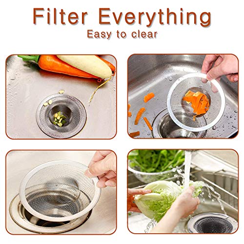 2pcs Heavy Duty Stainless Steel Slop Basket Filter Trap, 2.75" Top / 1" Mesh Metal Sink Strainer,Perfect for Kitchen Sink/Bathroom Bathtub Wash Basin Floor Drain Balcony Drain Hole,Utility…