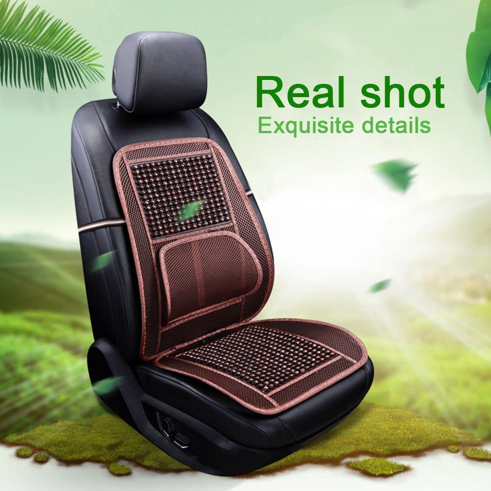 Blueshyhall Seat Cushion, Natural Wood Beaded Comfortable Seat Cover Massaging Driver Cushion for Car Truck (Brown)