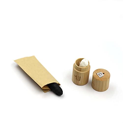 Dental Floss threaders 12PCS Biodegradable bamboo charcoal dental floss with refillable bamboo container | Free refill | Natural candle wax | 30M x 12| Corn and charcoal floss, | Environmental protect
