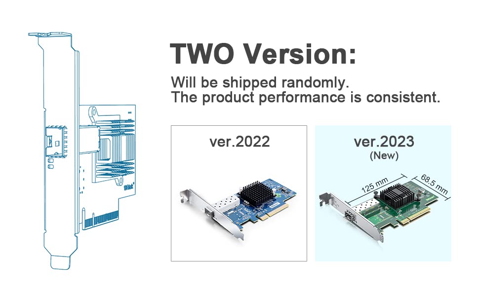 Alwong 10 Gigabit Network Card, with Intel 82599EN Controller, Single SFP+ Port, Ethernet LAN Adapter Support Windows Server/Linux/VMware, Equivalent to Intel X520-DA1 (Intel E10G42BTDA)