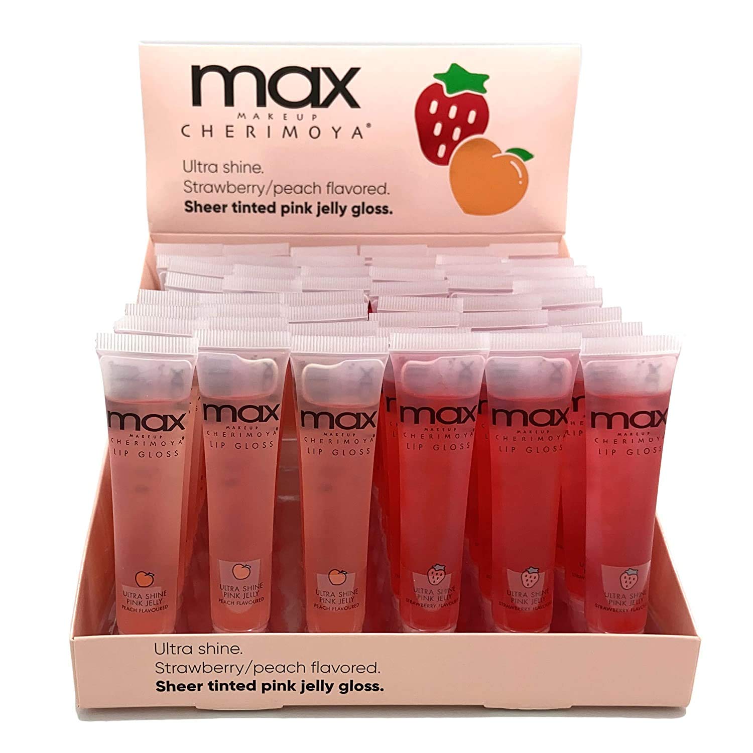 Cherimoya MAX Makeup Clear Lip Polish bulk (36 Pieces) Peach/Strawberry