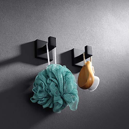 Kenivix Matte Black Towel Hook Bathroom Coat/Robe Clothes Hooks Kitchen Wall Hanging Hooks Wall Mount SUS 304 Stainless Steel 2 Pack