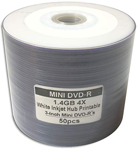 50-Pak 3-Inch White Inkjet Hub Mini DVD-R in Shrinkwrap