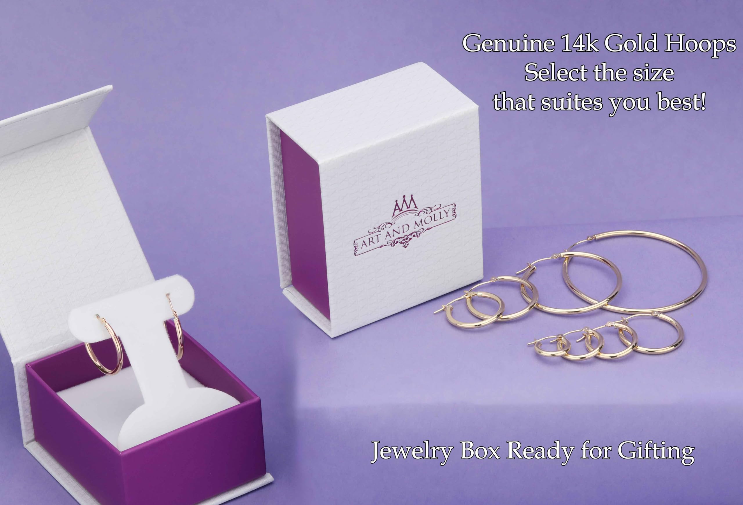 14k Yellow Gold Classic Real Gold Shiny Polished Hoop Earrings, Small Plain Round Gold Earrings Real Gold Tiny 14k Gold Extra Small Hoops 12mm (0.47 inch)