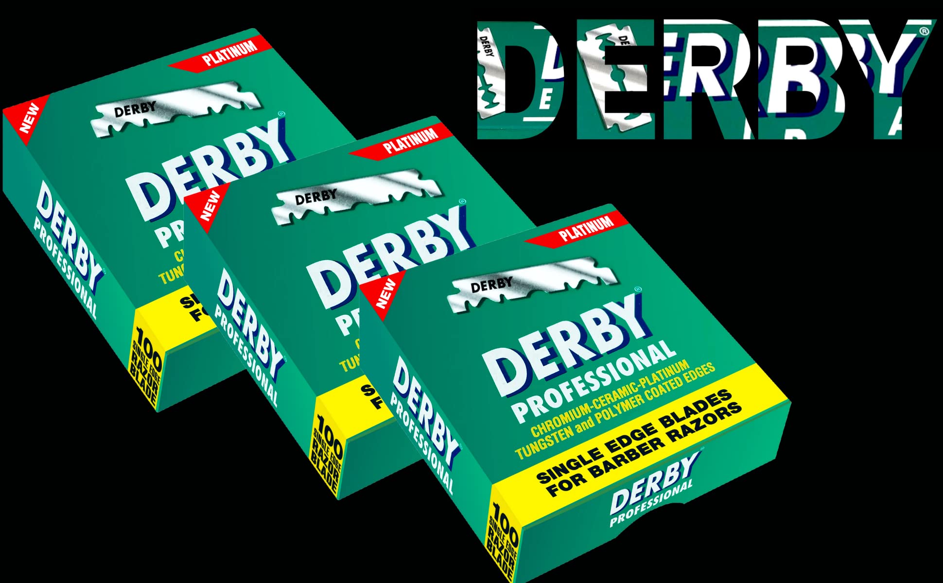 300 Derby Professional Single Edge Razor Blades comes with free Shaving Factory Straight Razor