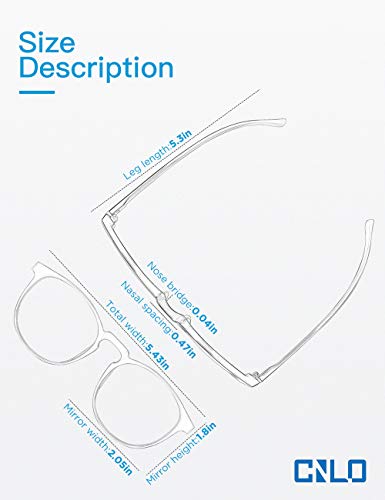 CNLO Blue light blocking Glasses,Computer Glasses,Gaming Glasses,TV Glasses,For UV Protection, Anti Eyestrain,Lightweight Frame Eyewear,Men/Women (Crystal)