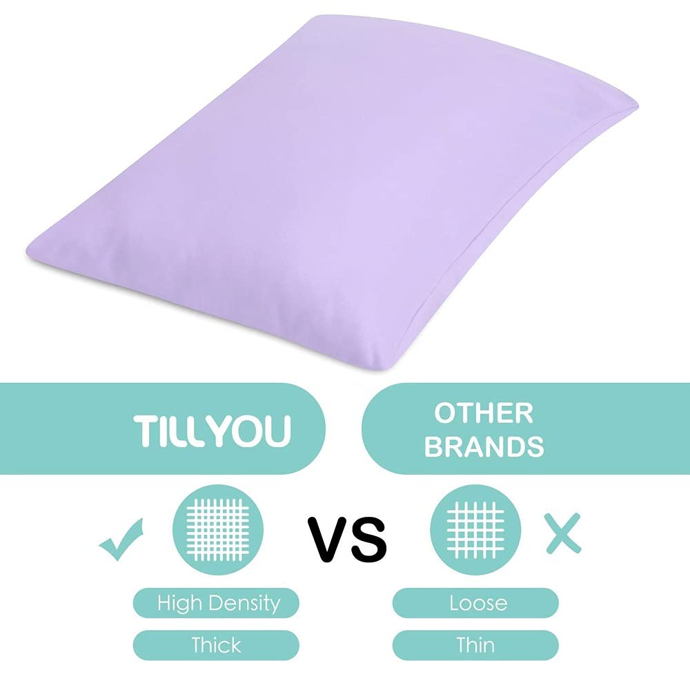 Toddler Travel Pillowcases Set of 2, 14x20- Fits Pillows Sized 12x16, 13x18 or 14x19, 100% Silky Soft Microfiber, Envelope Closure Machine Washable Kids Pillow Cases, White (Purple)
