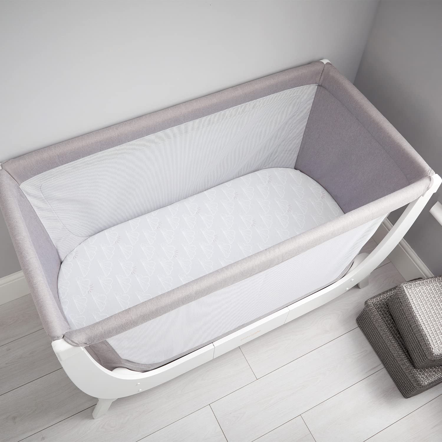 BEABA by Shnuggle Full Size Crib Fitted Sheets, Crib Sheets, Crib Mattress Baby Bedding Set, Sheets for Baby Crib, Pack of 2 Fitted Sheet Set, (Cloud)
