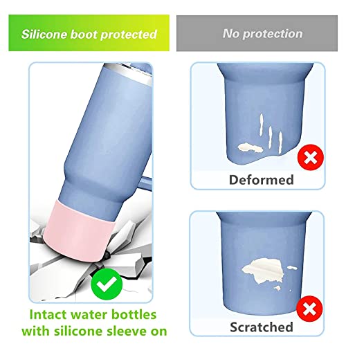 2Pcs Silicone Bumper Boot for Stanley Quencher Adventure 40oz Tumbler with Handle & Stanley IceFlow 20oz 30oz, Protective Water Bottle Bottom Sleeve Cover, Stanley Tumbler Accessories (Pink 2pcs)