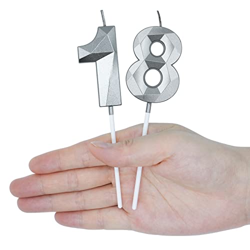 30th Birthday Candles for Cake, Silver Number 30 3D Diamond Shaped Candle Birthday Decorations Party Supplies for Women or Men