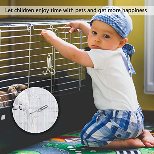 20 Pieces Spring Door Latch for Rabbit Cages Door Metal Finger Spring Latch Hook for Fixing Pet Wire Cage Rabbit Birds Bunny Rodents Guinea Pig Hamster Parrot Hedgehog Cage Door (2.87 x 0.9 Inch)
