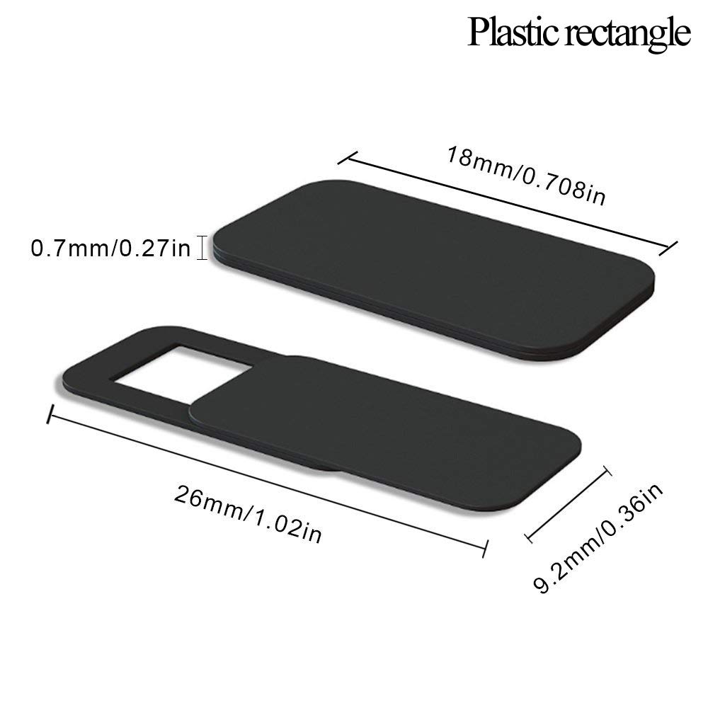 Ultra Thin Slim Mini Shield Camera Sticker Slide Shutter Metal Webcam Cover Privacy Protection(3pcs-Metal Rectangle,Black)