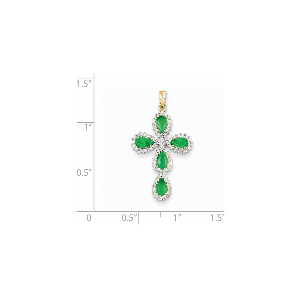 14k Yellow Gold Diamond & Emerald Cross Pendant GLD-AZ-XP2407E/A