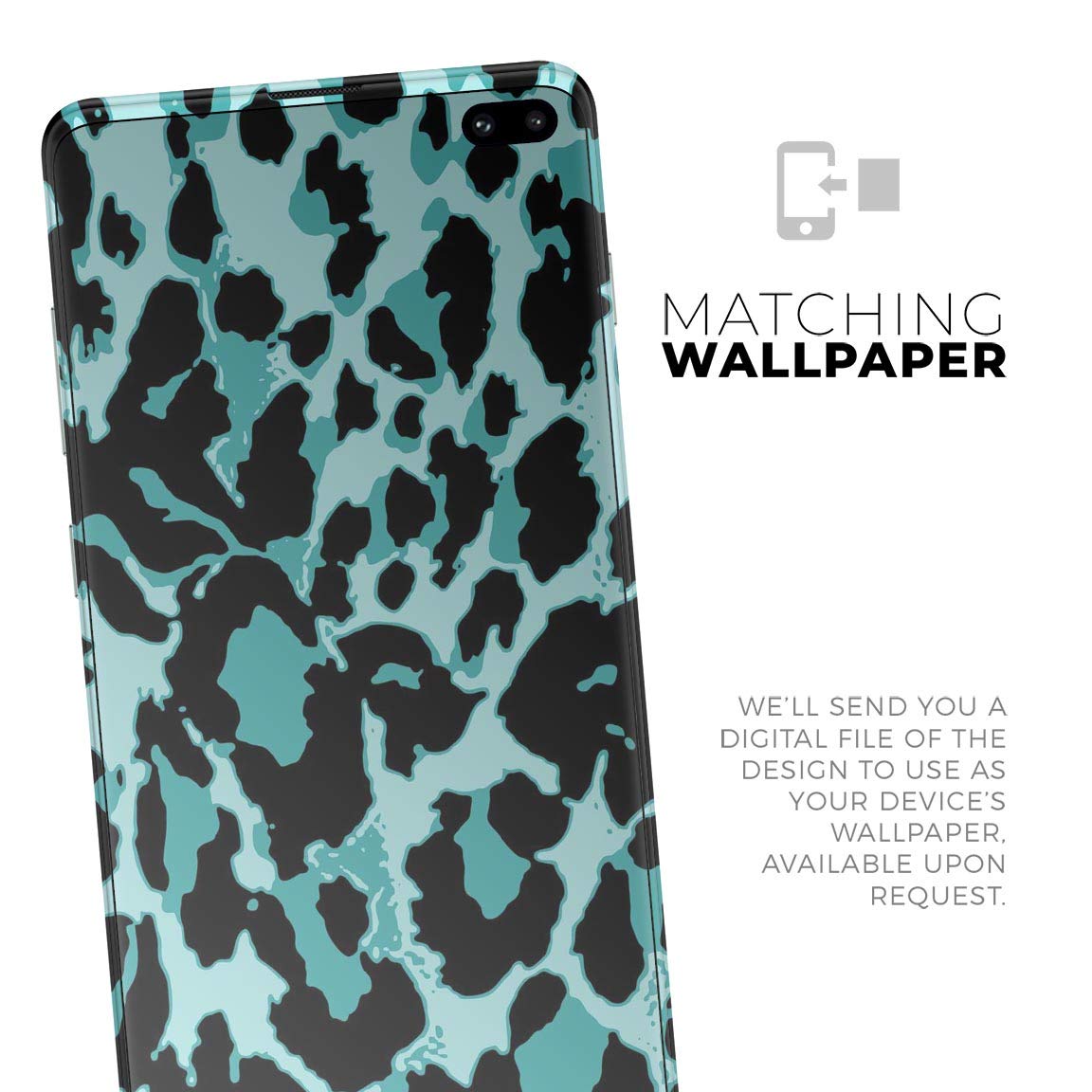 DesignSkinz Vector Hot Turquoise Cheetah Print Protective Vinyl Decal Wrap Skin Cover Compatible with The Samsung Galaxy S20 (Screen Trim & Back Glass Skin)