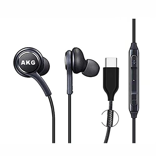 2022 Wired Earbuds Stereo Headphones for Samsung Galaxy S22 Ultra S21 Ultra S20 Ultra 5G, S10,Note 10, Note 10+ - Designed by AKG - with Microphone and Volume Remote Type-C Connector-Black