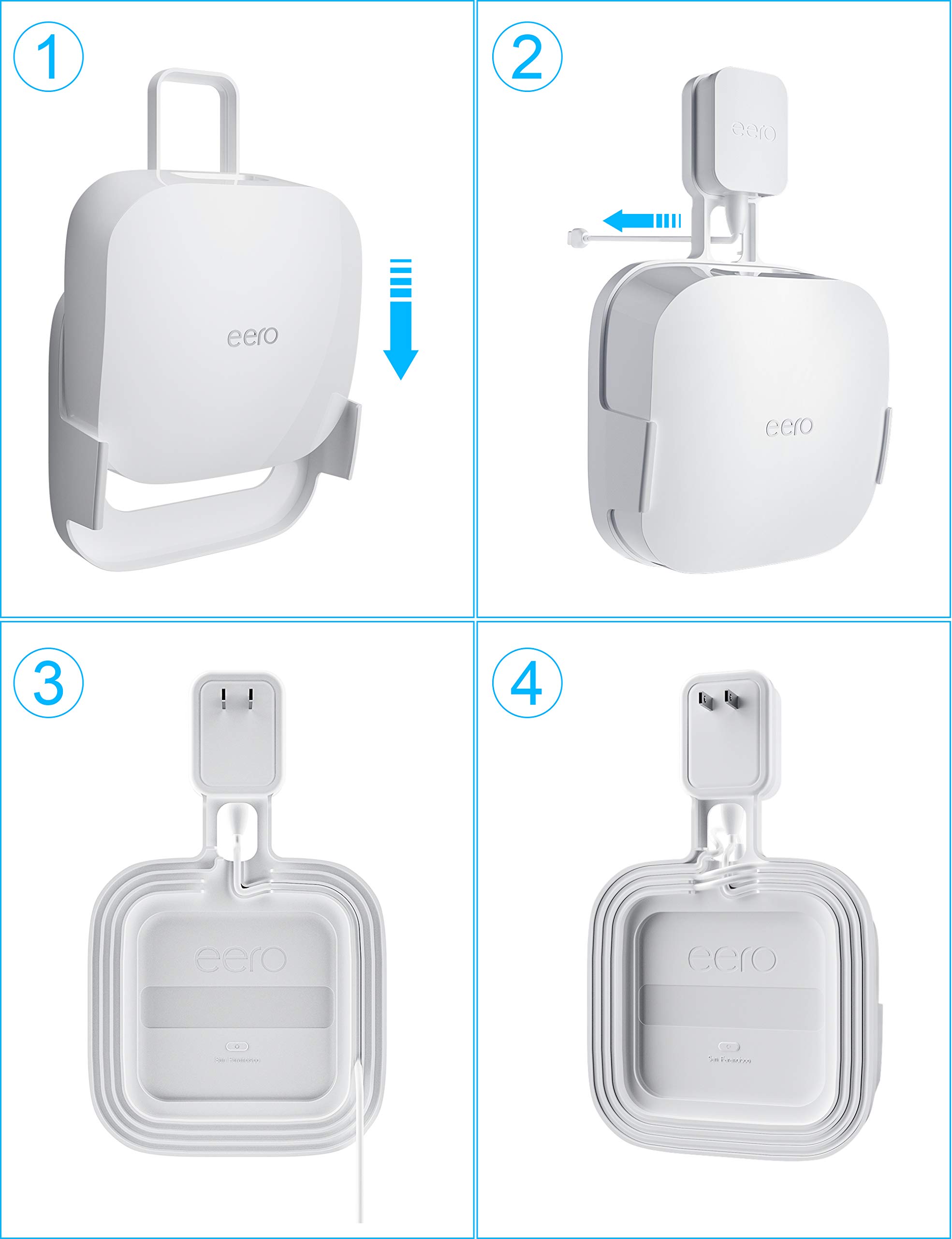 COOLWUFAN Wall Mount Holder for eero Pro 6/6E Home WiFi System - Simple and Sturdy Stand Bracket for Tri-Band Mesh Wi-Fi 6 System (White, 3 Pack)