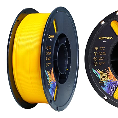 LOTMAXX PLA Filament 1.75mm PLA 3D Printer Filament, 1kg Spool (2.2lbs), Dimensional Accuracy +/- 0.03mm, Fit Most FDM Printer(Yellow)