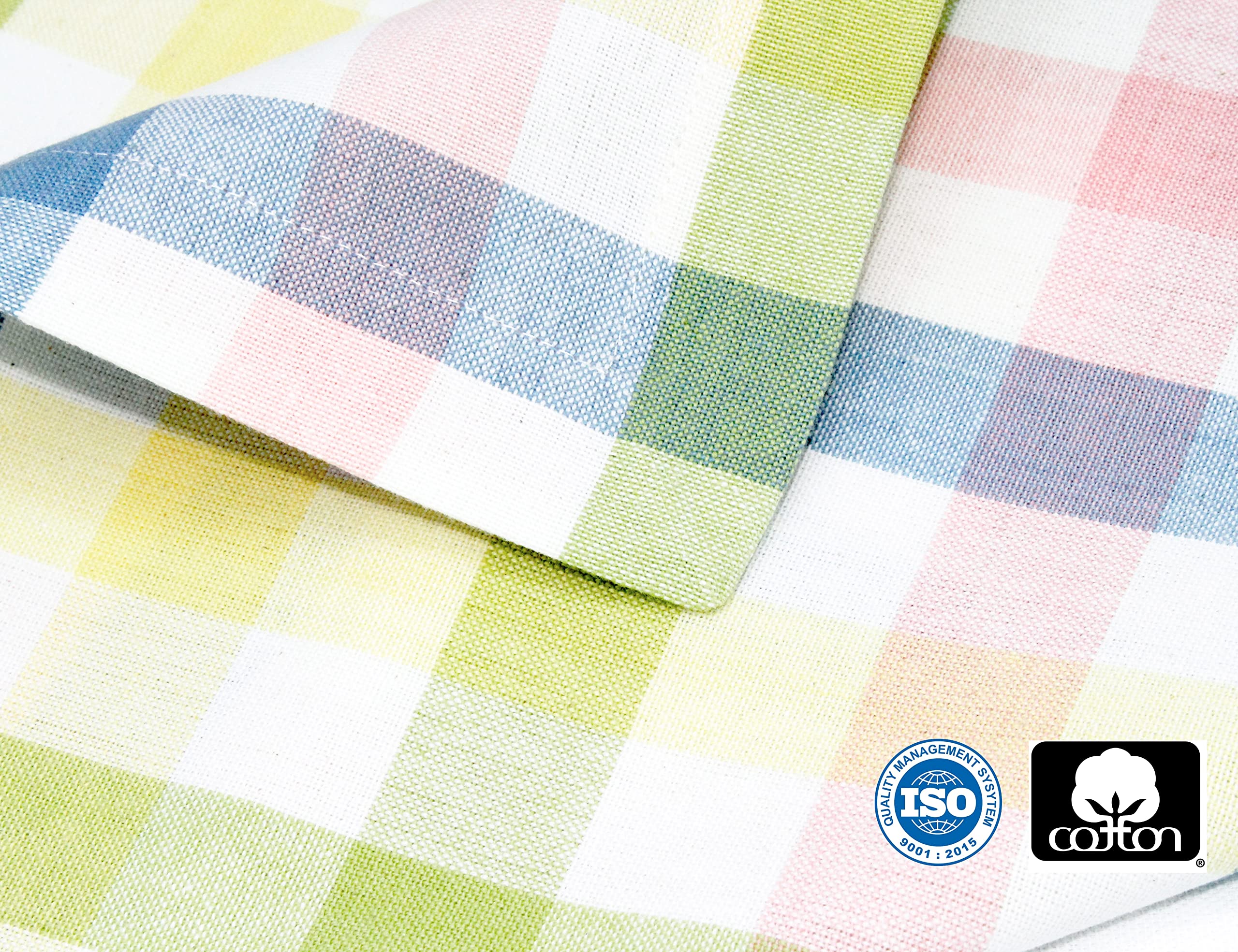 COTTON CRAFT Gingham Buffalo Plaid Check Napkins - Mitered Corners - Spring Easter Bunny Pastel Luncheon Dinner - Set of 8 - Pure Cotton - Reusable Washable - 18 inch x 18 inch - Yellow Multi Pastel