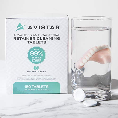 Avistar Retainer & Denture Cleaner Tablets: 150 Denture or Retainer Cleaning Tablets (Perfect For Dentures, Night Guards or Mouth Guards - Mint Flavor, 5 Month Supply)