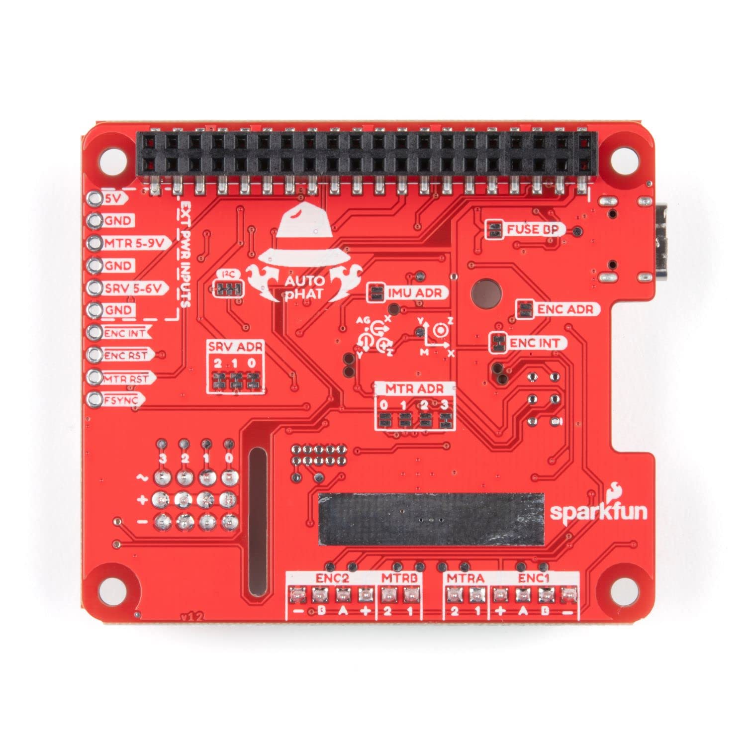 SparkFun Auto pHAT Compatible with Raspberry Pi Google Coral NVIDIA Jetson and More All in One Robotics Package Quickly add functionality to Single-Board Computers Drive 2 Small DC Motors & 4 servos