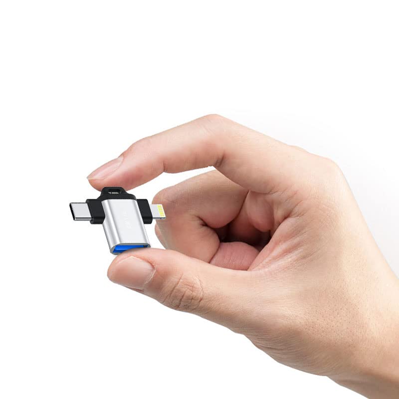 Satefello Switch to USB 3.0 for Android and iOS Compatible with Type-C and iOS Ports. Support: U-Disk, Keyboard, Mouse, joysticks, USB-LAN, USB-HDMI. Exquisite Portable OTG Design. (Silver)