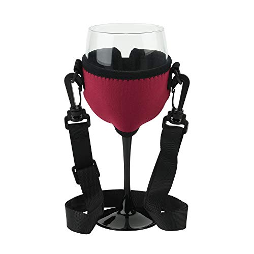 Beautyflier Wine Glass Insulator / Drink Holder Neoprene Sleeve with Adjustable Neck Strap For Wine Walk