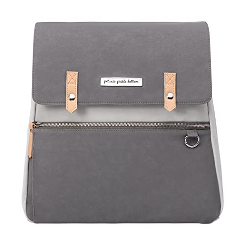 Petunia Pickle Bottom Meta Backpack | Diaper Bag Backpack for Parents | Comfortable, Spacious, & Sleek for On The Go Moms & Dads | Grey Pearl Nubuck Leatherette
