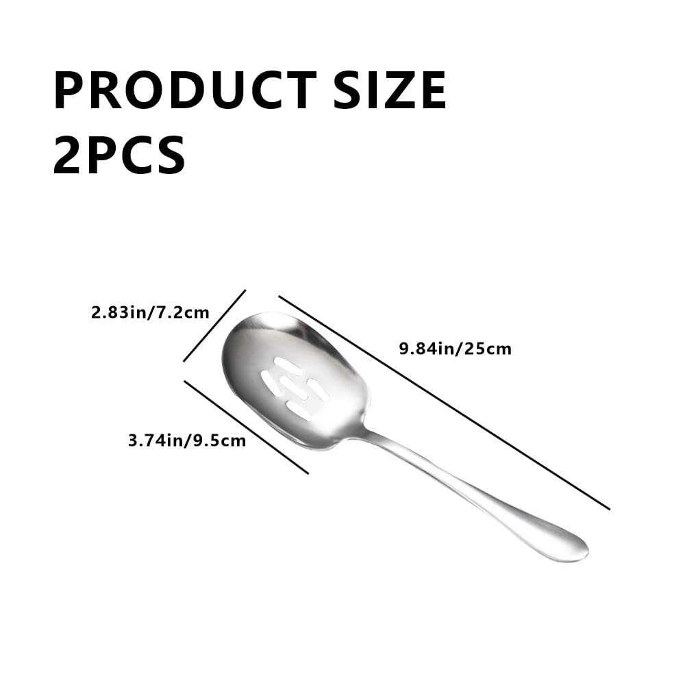 2 Pcs Slotted Spoons Stainless Steel Serving Spoons with Holes Rustproof Perforated Spoons for Home Kitchens Restaurants Hotels