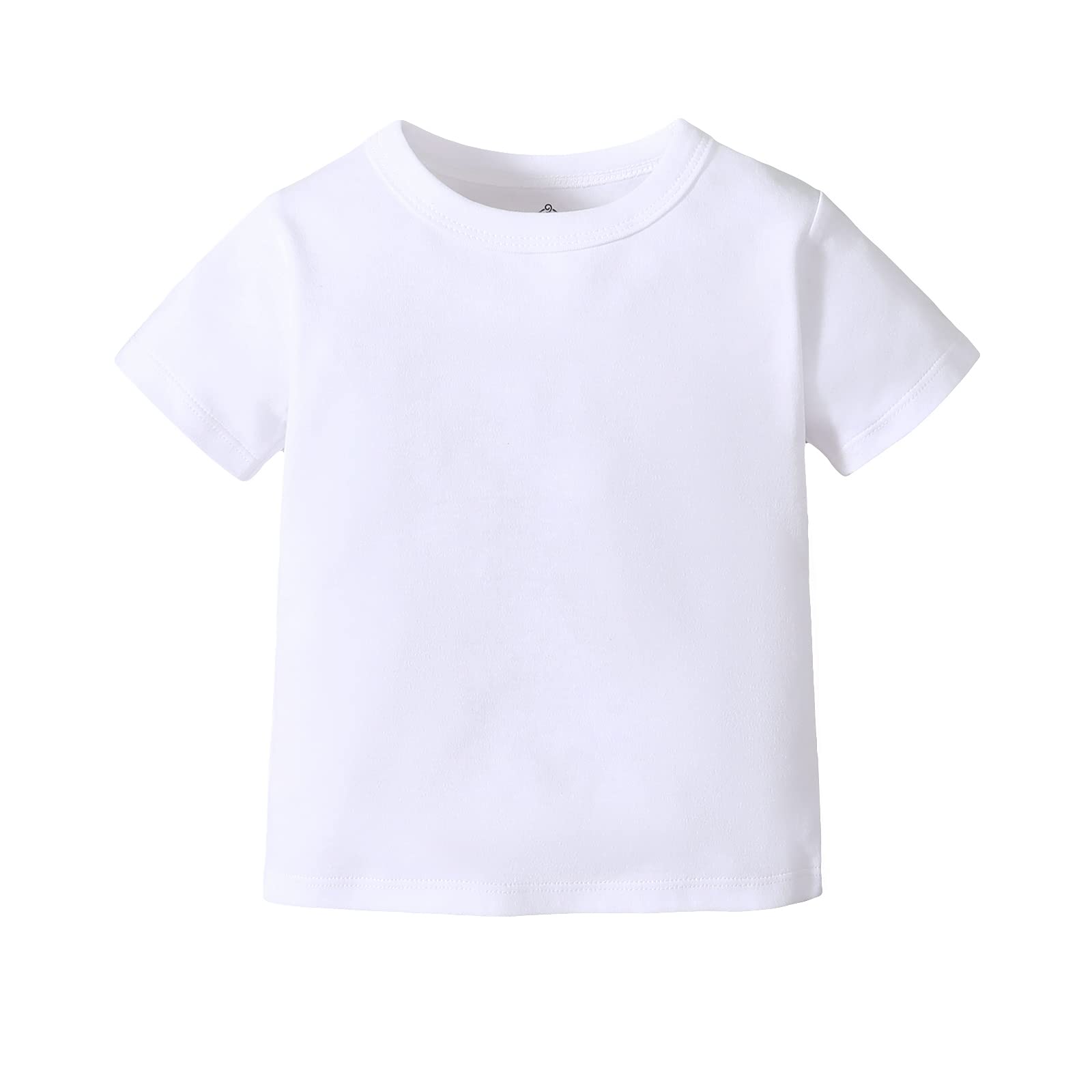 OPAWO Unisex Infant Baby Crew Neck T-Shirt 4 Pack Short Sleeve Solid Color Tees for Boys Girls (Black/White/Gray/Red, 12-18 Months)