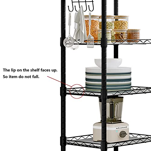 AZERPIAN 5 Wire Shelving Metal Storage Rack Adjustable Unit Shelves Standing Storage Shelf for Laundry Bathroom Kitchen Pantry Closet, Black (Black, 5 Shelf)