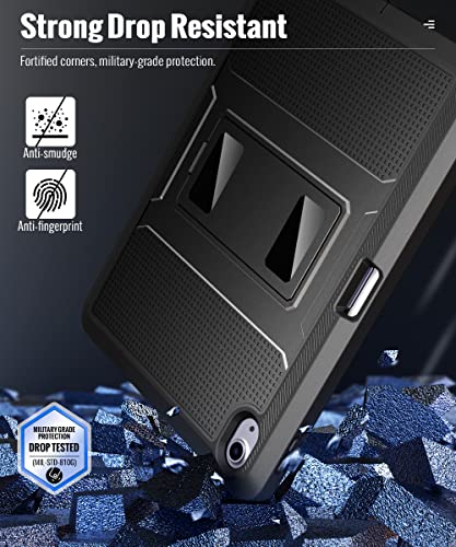 MoKo Case for iPad Air 5th Generation 2022/ iPad Air 4th Generation 2020 10.9 Inch with Pencil Holder, Kickstand, Built-in Screen Protector, Heavy Duty Shockproof Rugged Case for iPad Air 5/4,Black
