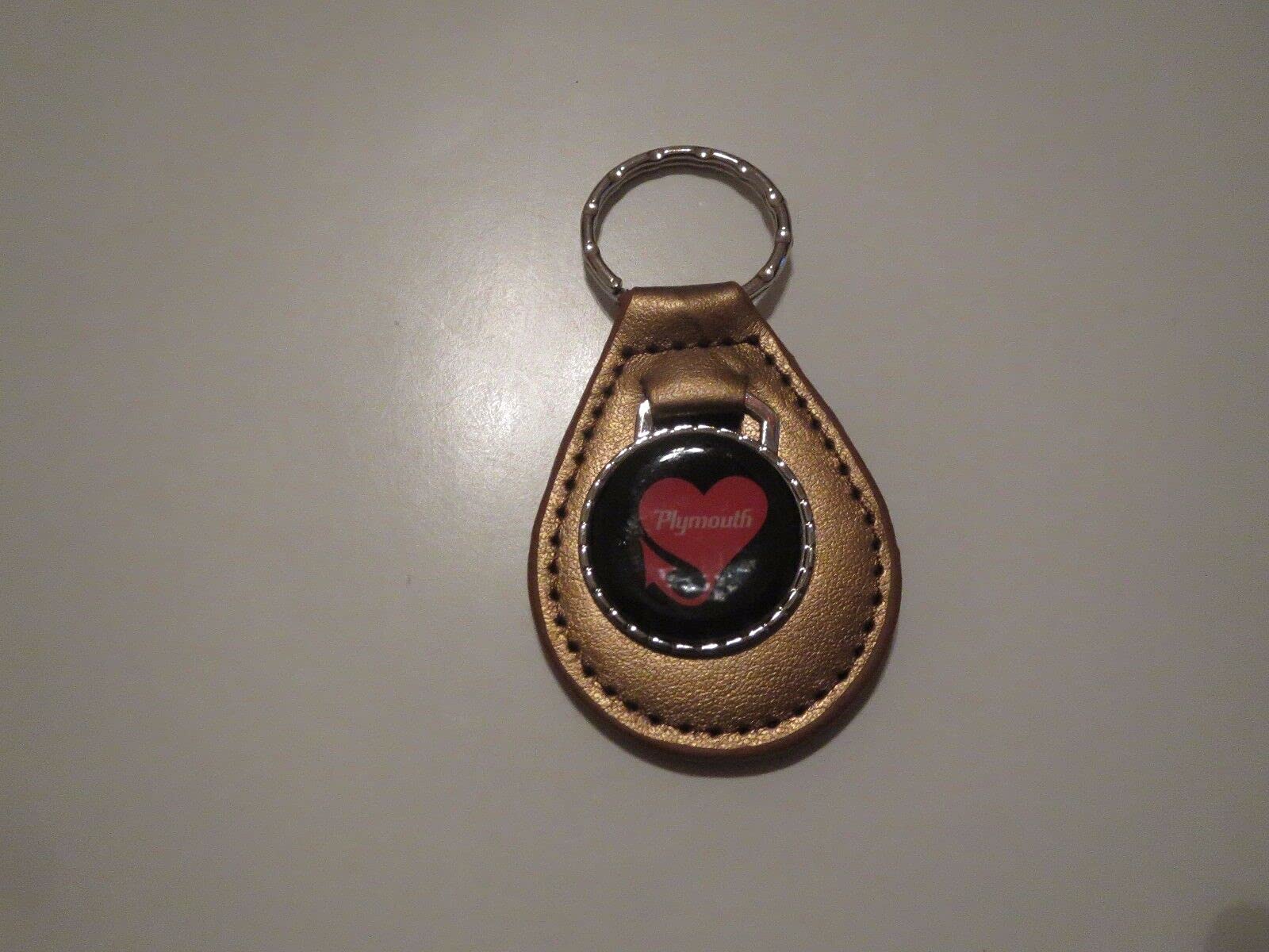 1967 1968 1969 1970 FURY VIP BARRACUDA VALIANT HEART LOGO LEATHER KEYCHAIN - GOLD