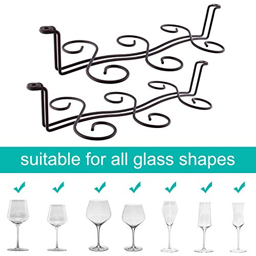 MOCOUM 2 Pack Wine Glass Rack Under Cabinet Stemware Rack, Wine Glass Hanger Rack Wire Wine Glass Holder Storage Hanger for Cabinet Kitchen Bar