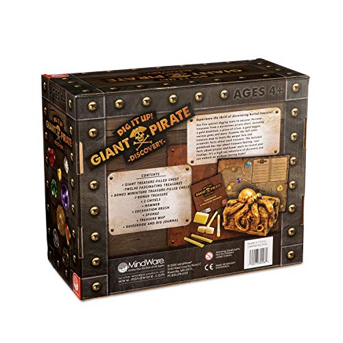 MindWare Dig It Up Discoveries Pirate: Giant Discovery Project for Kids β Dig up 13 Inspiring Charms β Includes a Bonus dig, 2 chisels and 1 Poster Filled with Pirate Facts and lore