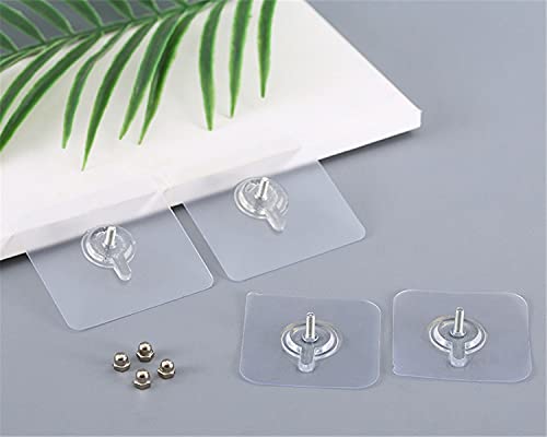 KK5 Adhesive Hanging Nails Wall Hook Hanger - 8mm 20/Pack Non-Trace No-Drilling Transparent Adhesive Ceiling Hooks | Heavy Duty Seamless Nail Free Screws for Kitchen Bathroom Storage Room