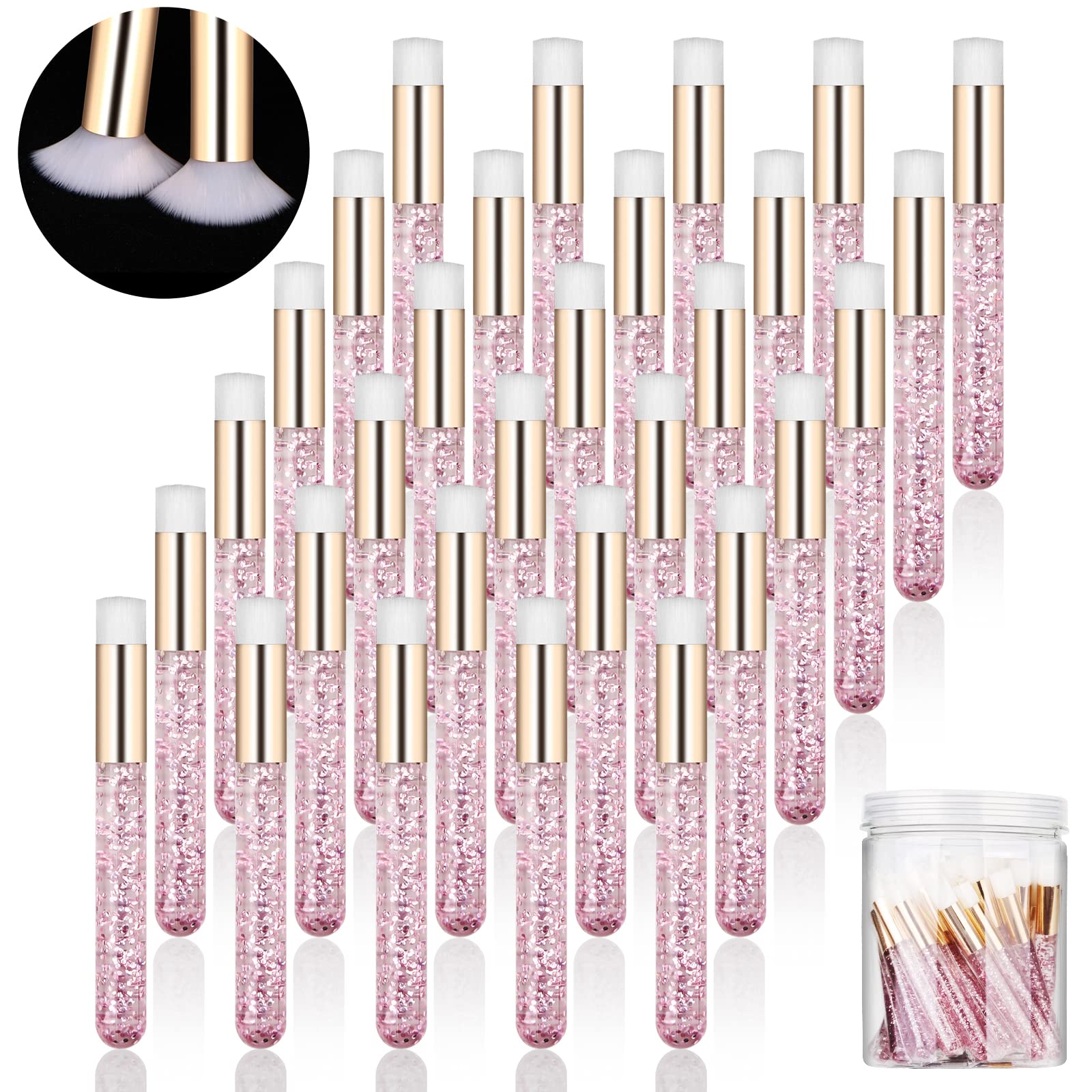 30pcs Lash Shampoo Brushes,Eyelash Extension Cleanser Brush,Nose Pore Deep Cleaning Brush,Lash Shampoo Brushes,Soft facial makeup remover brush for facial cleansing with boxed (30pcs(purple sequins))