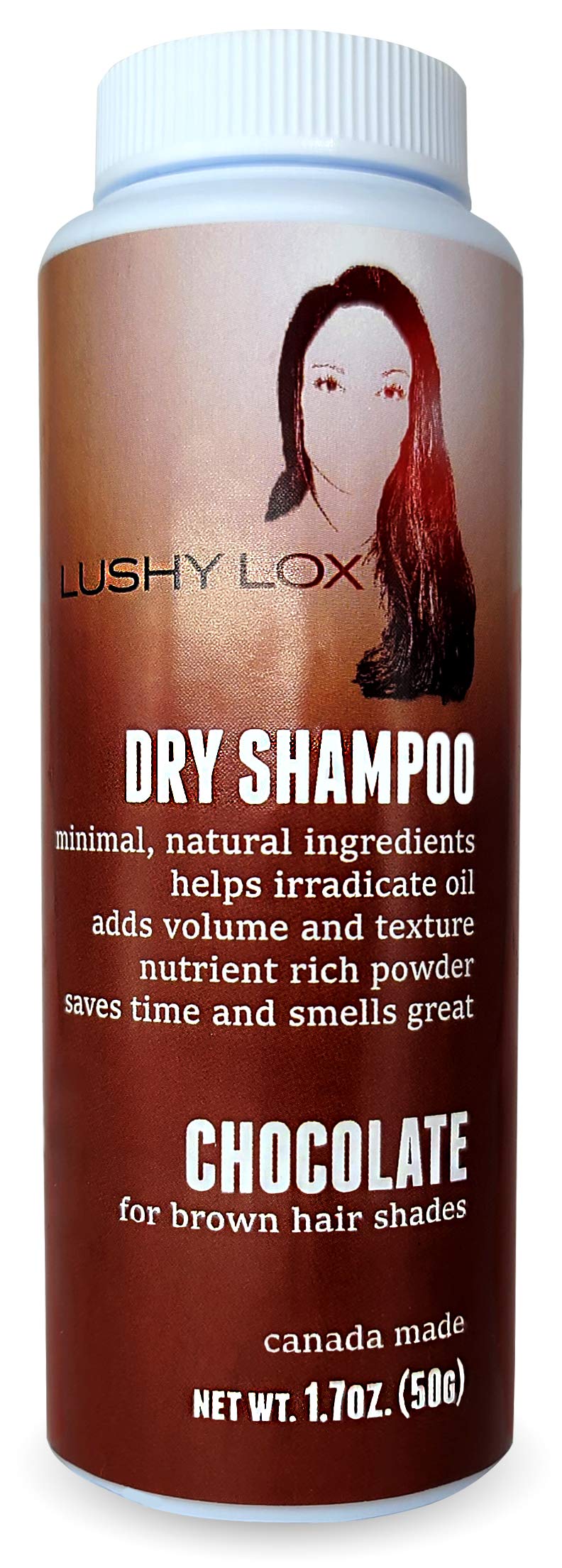 Lushy Lox Dry Shampoo Powder for Brown or Brunette Hair Shades - All Natural Ingredients 1.7 oz