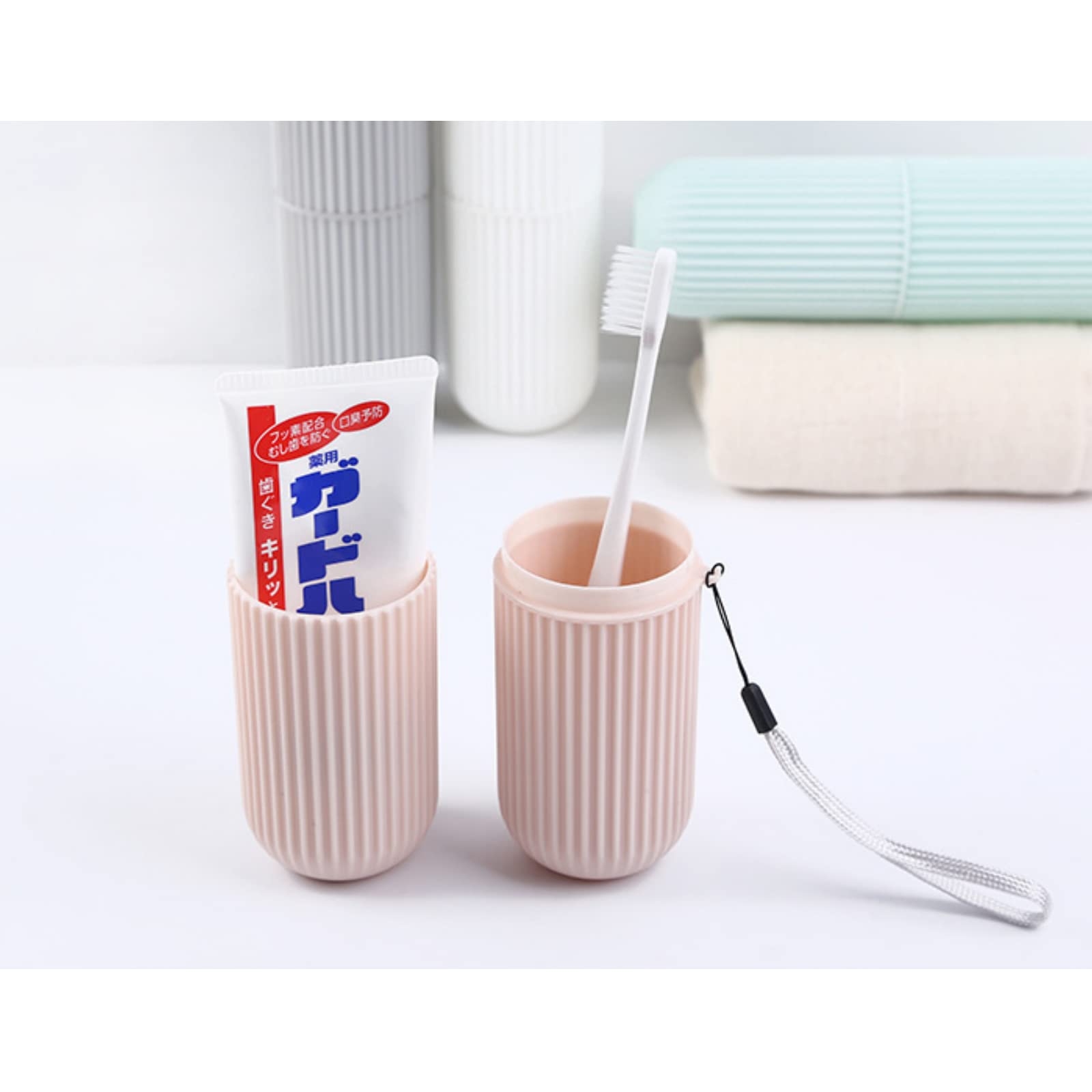 LONG TAO 4 Pcs Travel Toothbrush Case Portable Toothbrush Storage Box Toothbrush Travel Containers Wash Cup Holder Organizer for Trips and Daily Use (Green, Grey,Pink,White)